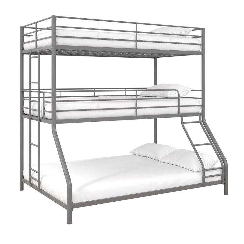 Dorel Twin Twin Full Metal Triple Bunk Bed in Silver