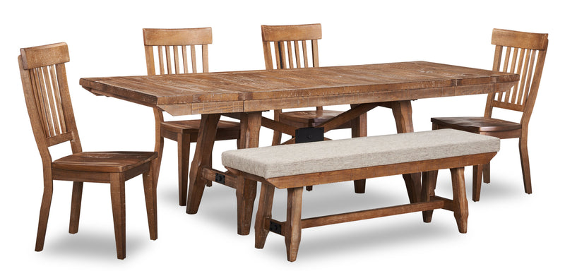 Cedar 5pc Dining Set with Table & 4 Chairs, Pine Wood, Trestle-Base... - The Brick
