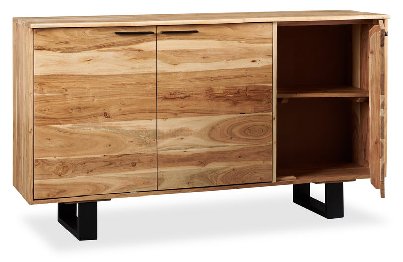 Oskar Dining Server with Storage, 60"W, Acacia Wood & Metal - Natu... - The Brick