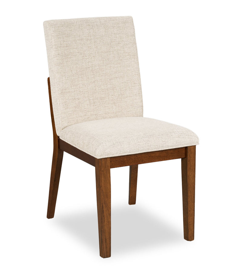 Vale Dining Chair with Polyester Fabric, Wood - Brown & Beige - The Brick