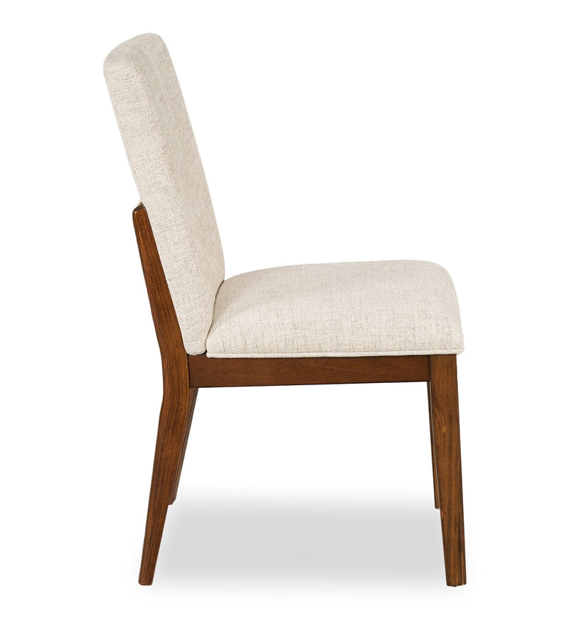 Vale Dining Chair with Polyester Fabric, Wood - Brown & Beige - The Brick