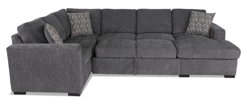 Legend 3-Piece Right-Facing Chenille Sleeper Sectional Sofa - Pepper | The Brick