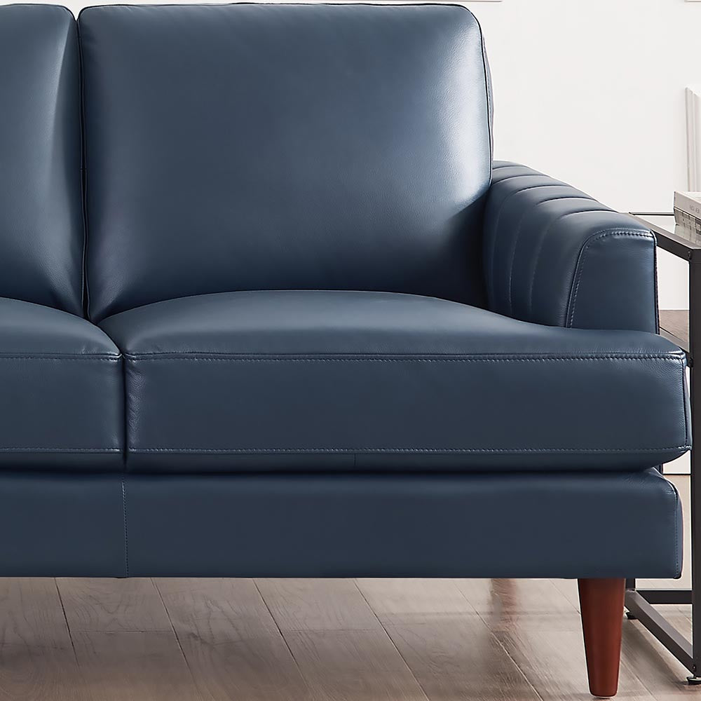 Hydeline Cassis Leather Sofa - Navy - The Brick