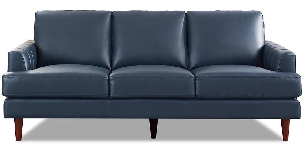 Hydeline Cassis Leather Sofa - Navy - The Brick
