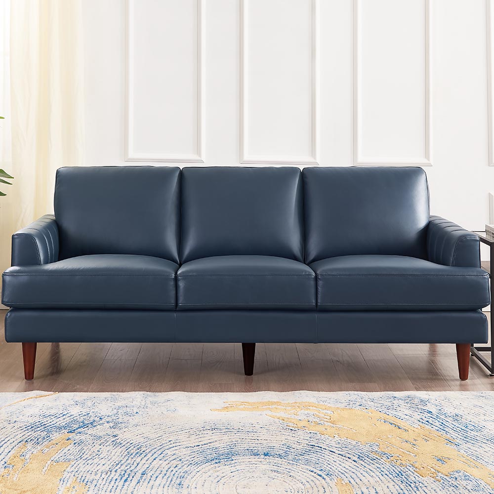 Hydeline Cassis Leather Sofa - Navy | The Brick