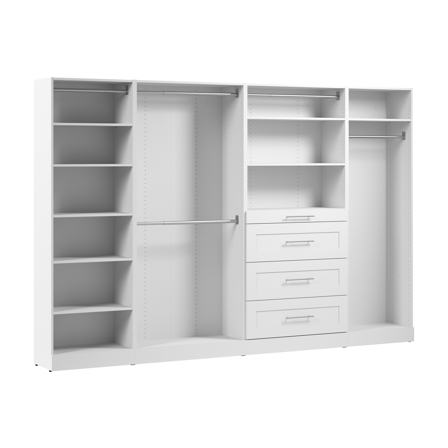 Bestar Florence 121" Modular Walk-In Closet System with Rods, Shelv ...