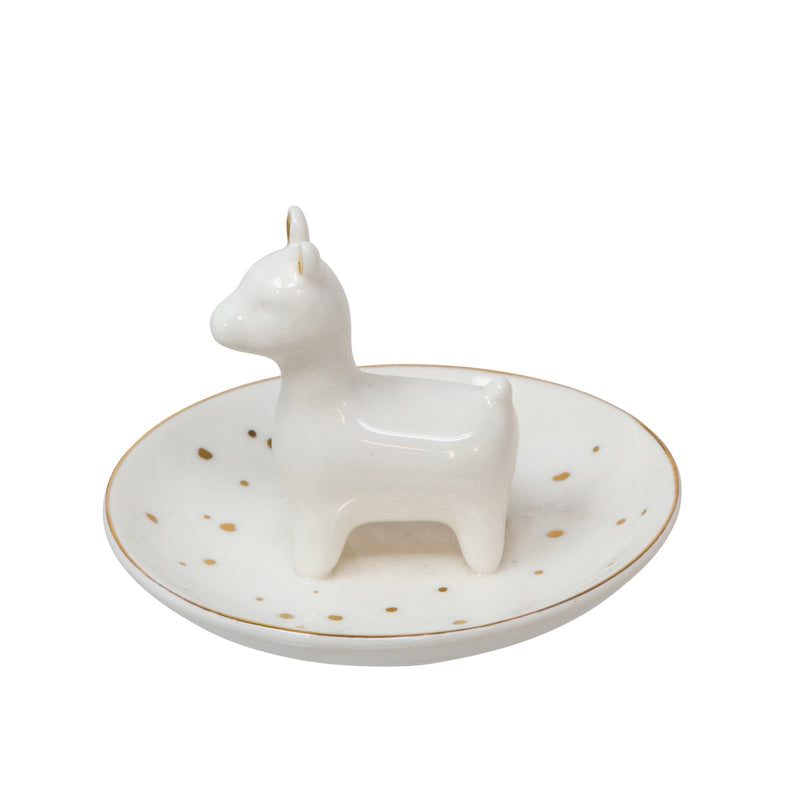 Ceramic Llama Trinket Tray - White - The Brick