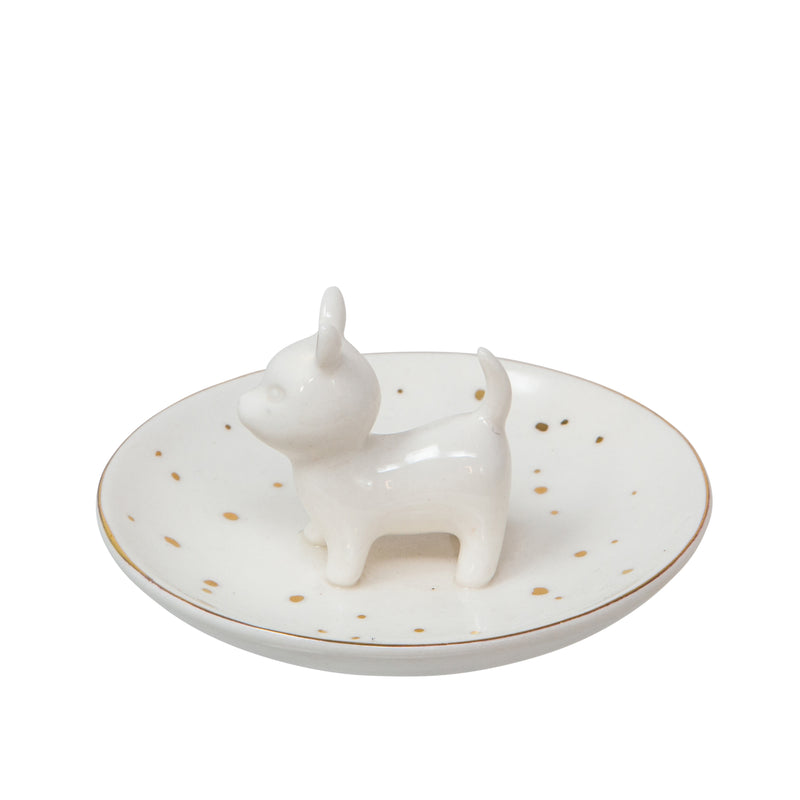 Ceramic Dog Trinket Tray - White - The Brick