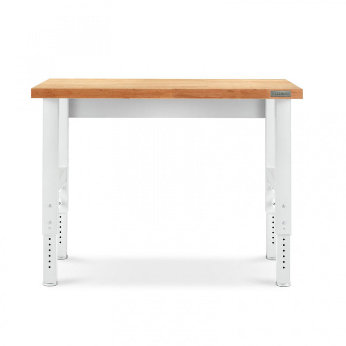 Gladiator 4' Adjustable Height Hardwood Workbench - Hammered White ...