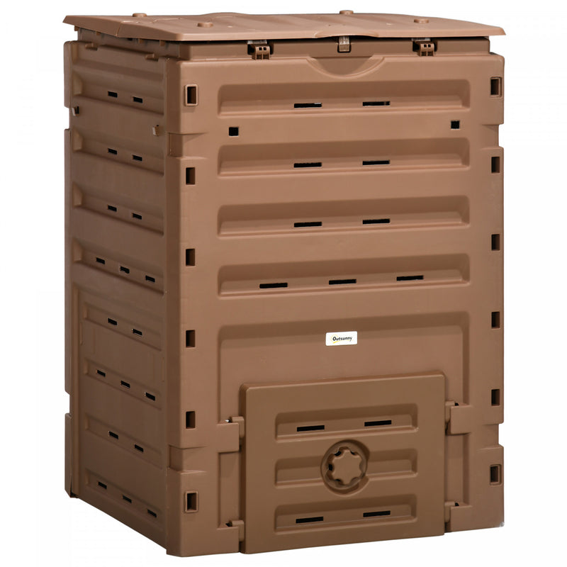 Outsunny 120 Gallon Compost Bin, Large Composter With 80 Vents, Brown ...