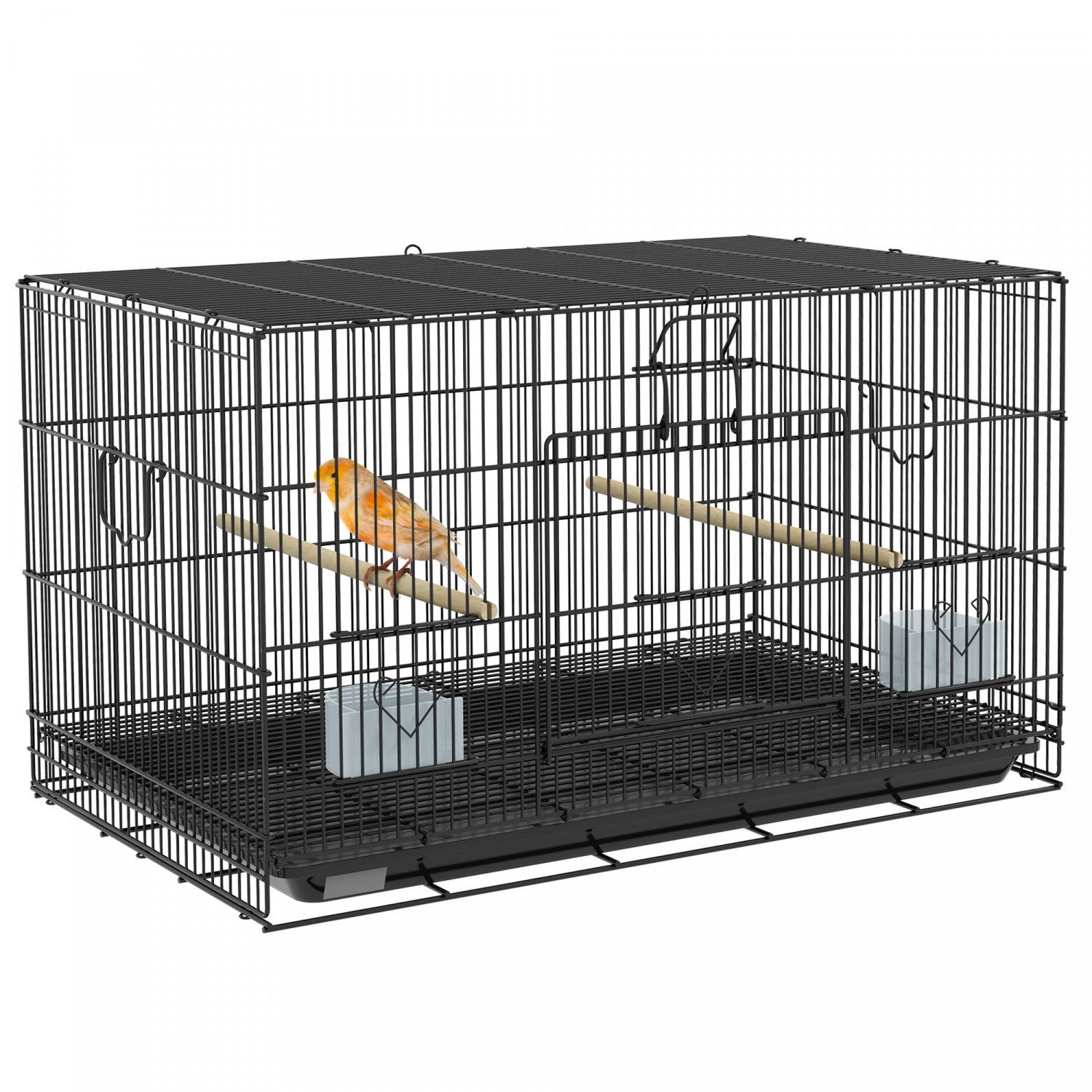 Pawhut 17.7" Birdcage For Canaries, Lovebirds Finches, Budgie Cage ...