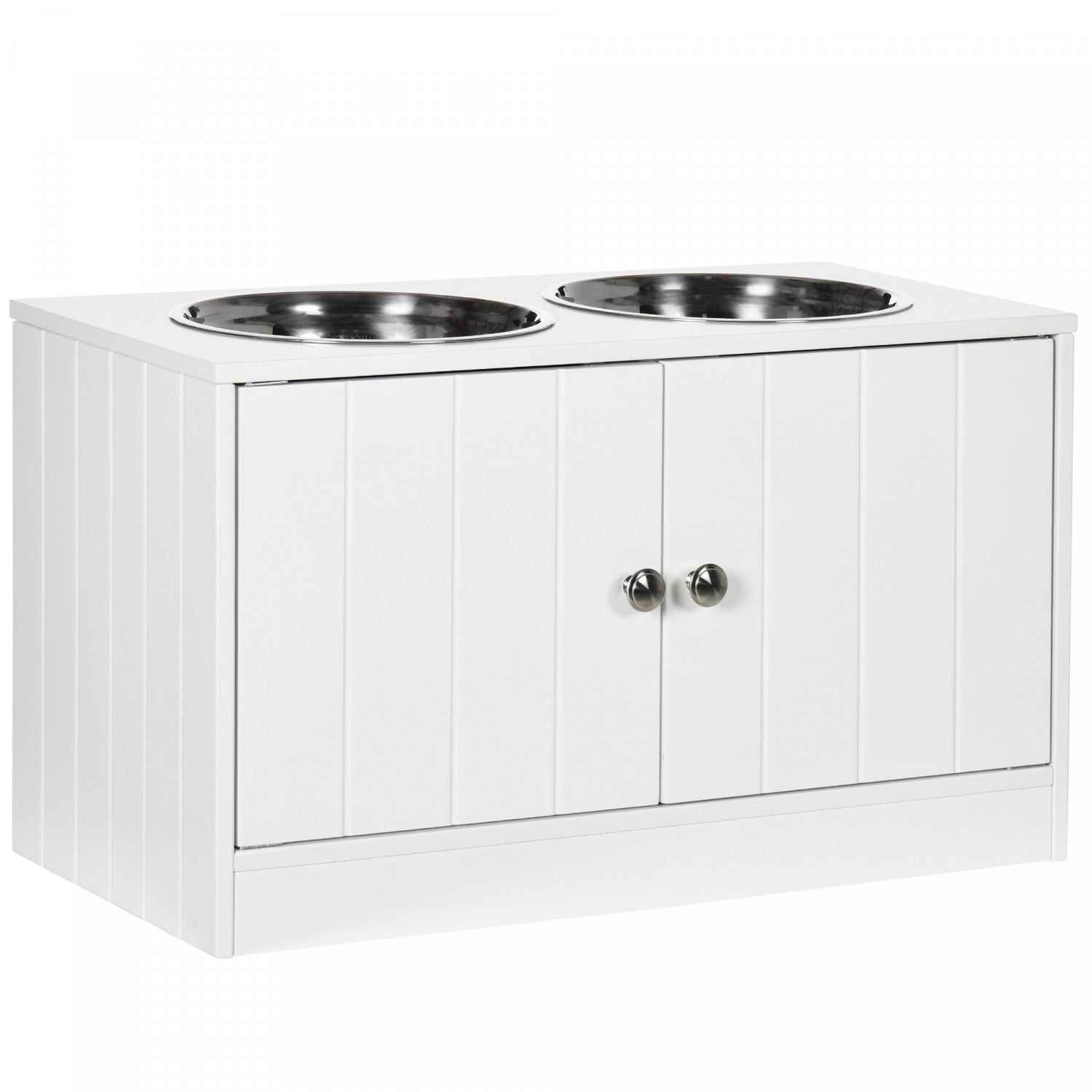 PawHut Raised Dog Bowls for Large Dogs White White