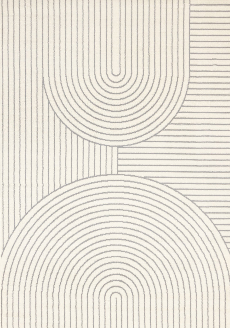 Forte White Grey Curved Arches Indoor Area Rug - 2'7" x 4'11" - The Brick