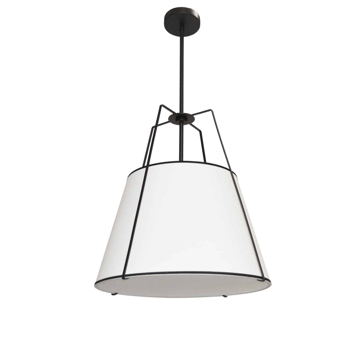Dainolite Trapezoid 1 Light Pendant Black/White Shade White Fabric ...