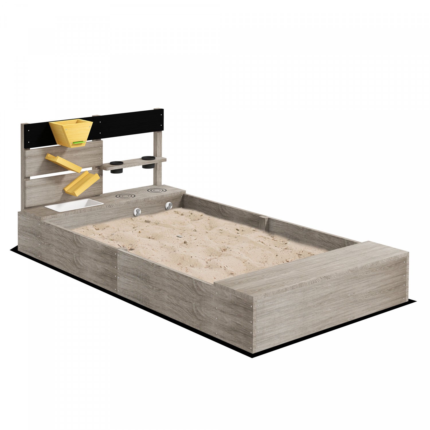 Kids Sandbox With Liner, Outdoor Wooden Sandpit Children Play Stati ...