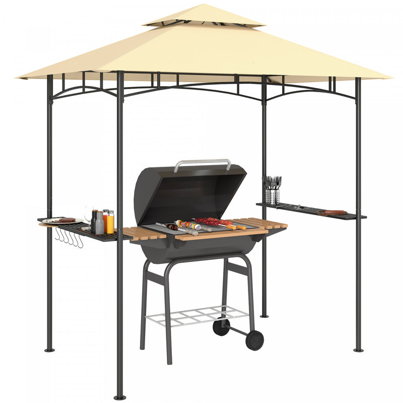 Outsunny 8' X 5' Grill Gazebo, Double Tiered Barbecue Gazebo, Beige ...