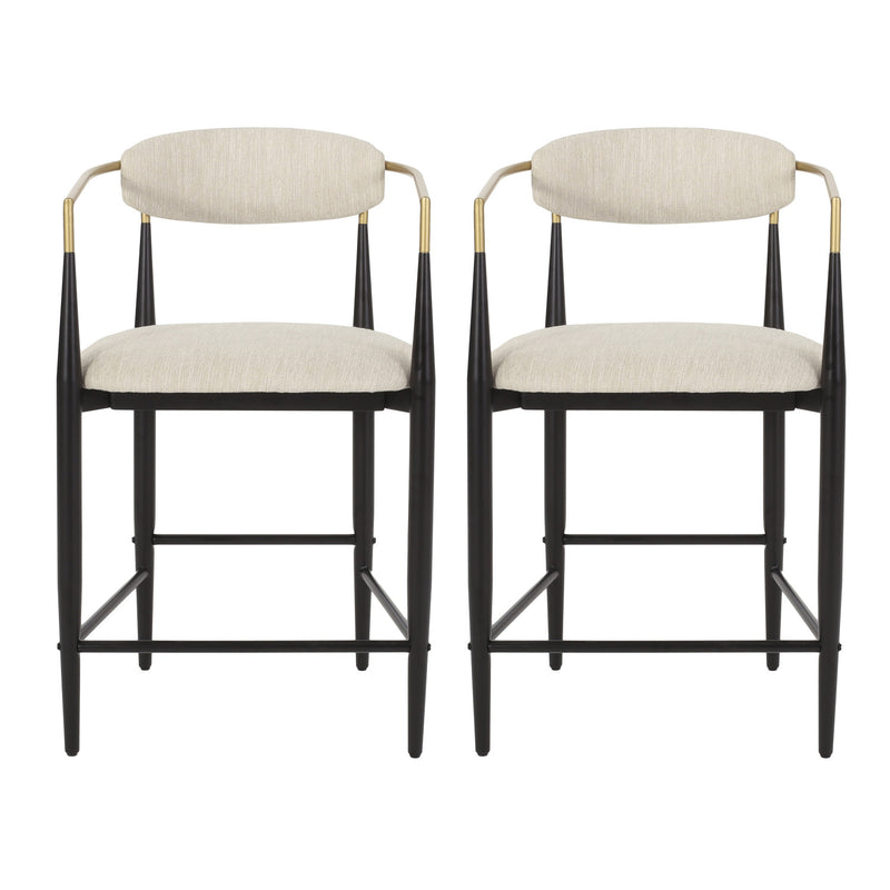Aubrey Counter Stool Set Of 2 With Open Back,fabric Upholstery, Met ...