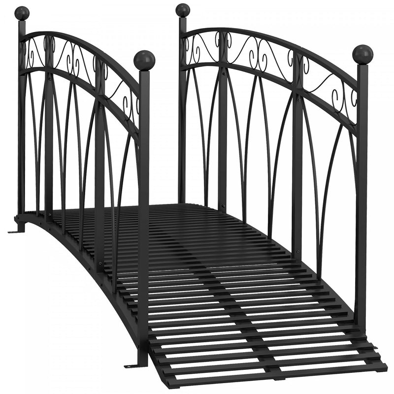 Outsunny 8' Metal Arch Garden Bridge With Siderails, Pond Bridge, B ...
