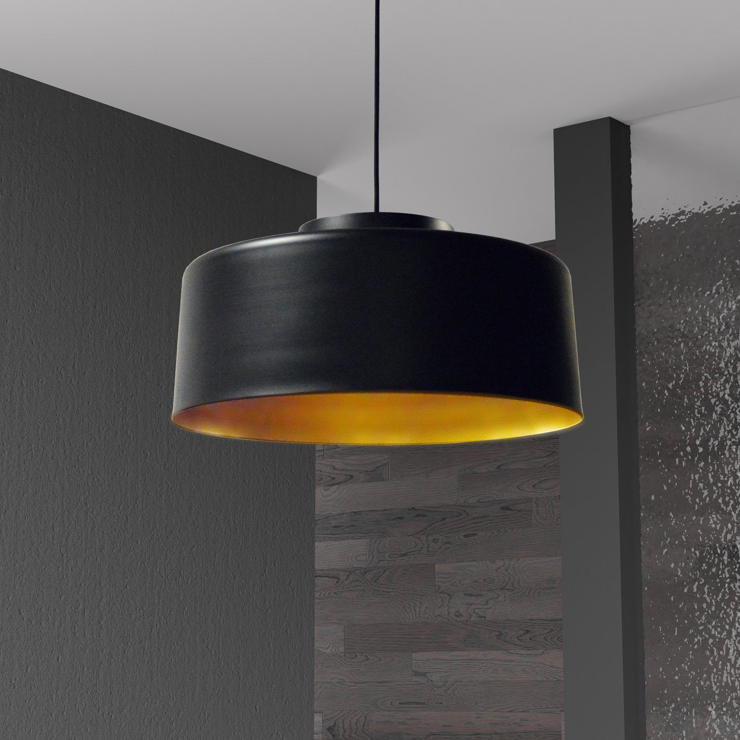 Dainolite Kup 1 Light Metal Pendant Black/Gold Finish Lamp - The Brick