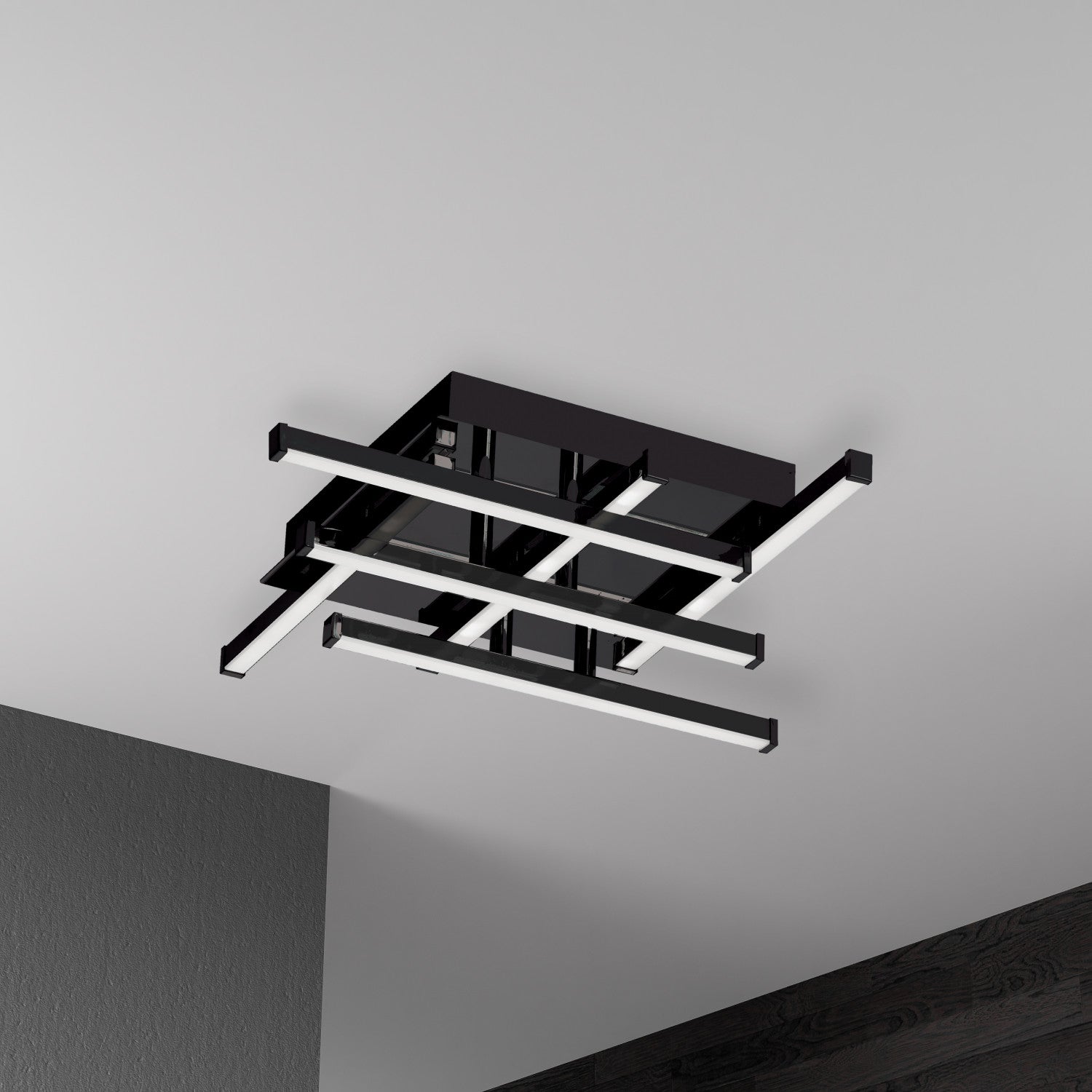 Dainolite Summit LED Flush Mount 18w Matte Black White Acrylic Diff ...