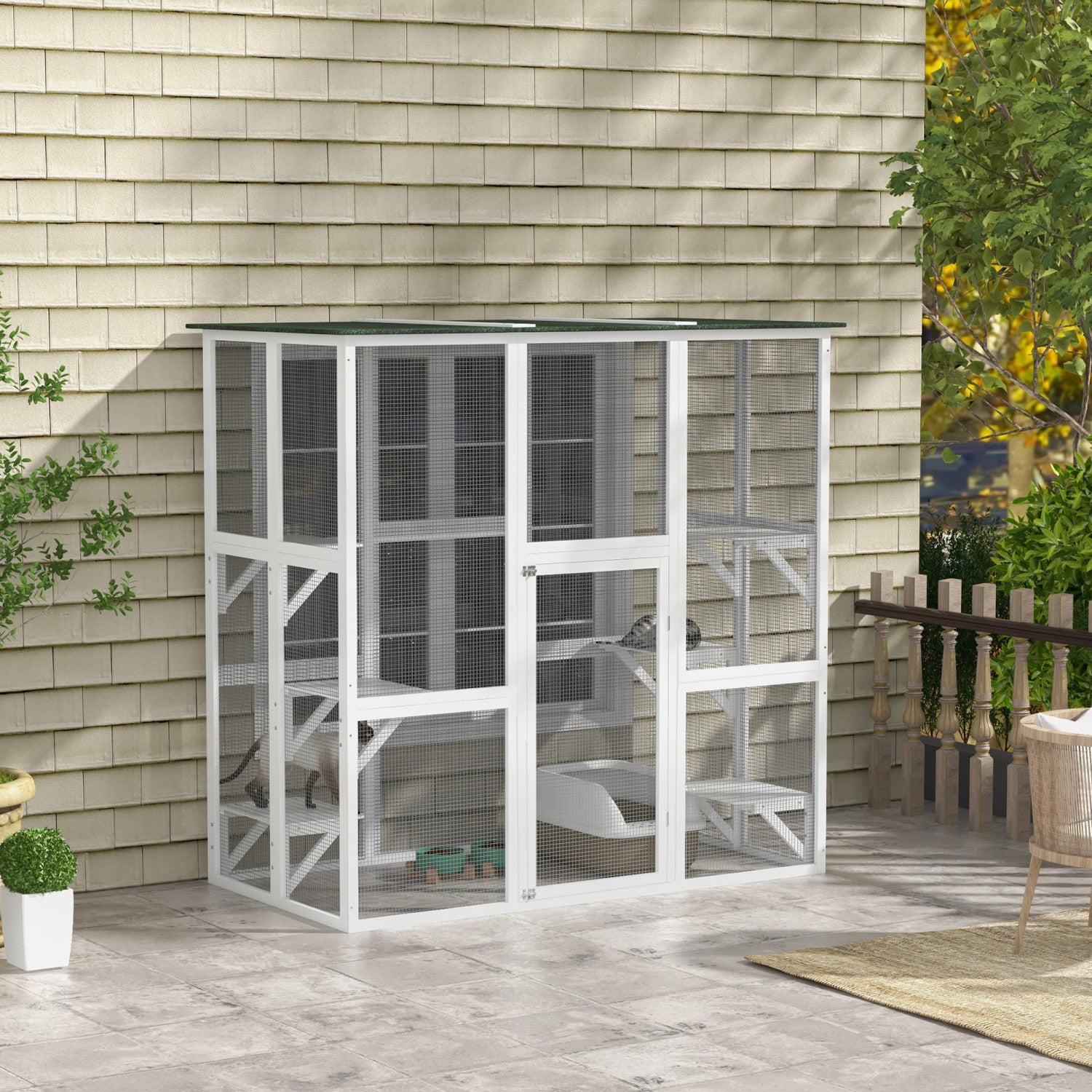 Pawhut Large Outdoor Catio Enclosure, Weatherproof Cat House With A ...