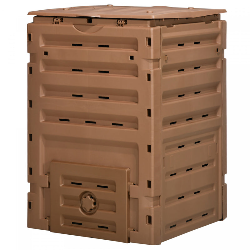Outsunny 120 Gallon Compost Bin, Large Composter With 80 Vents, Brown ...