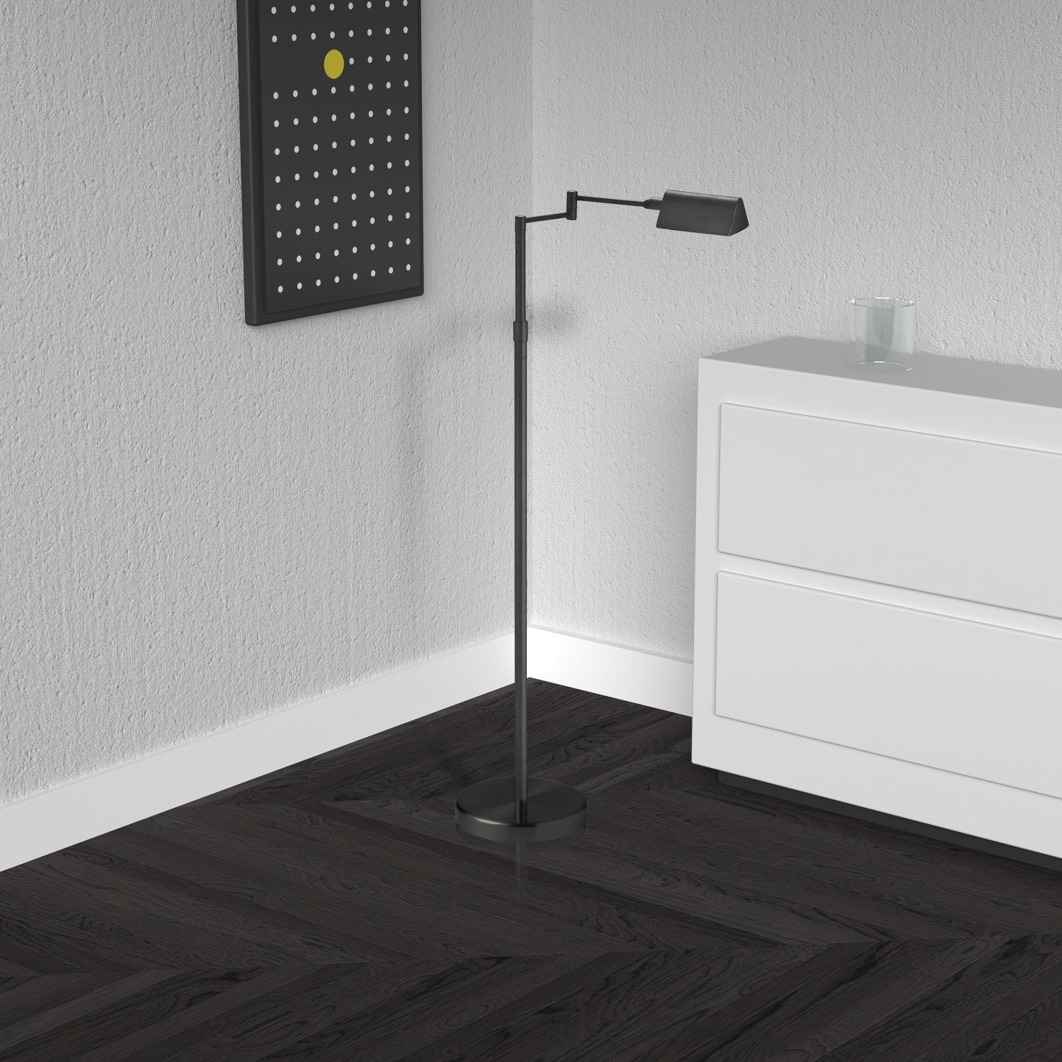 Dainolite LED Swing Arm Floor Lamp 9w Black Finish - The Brick