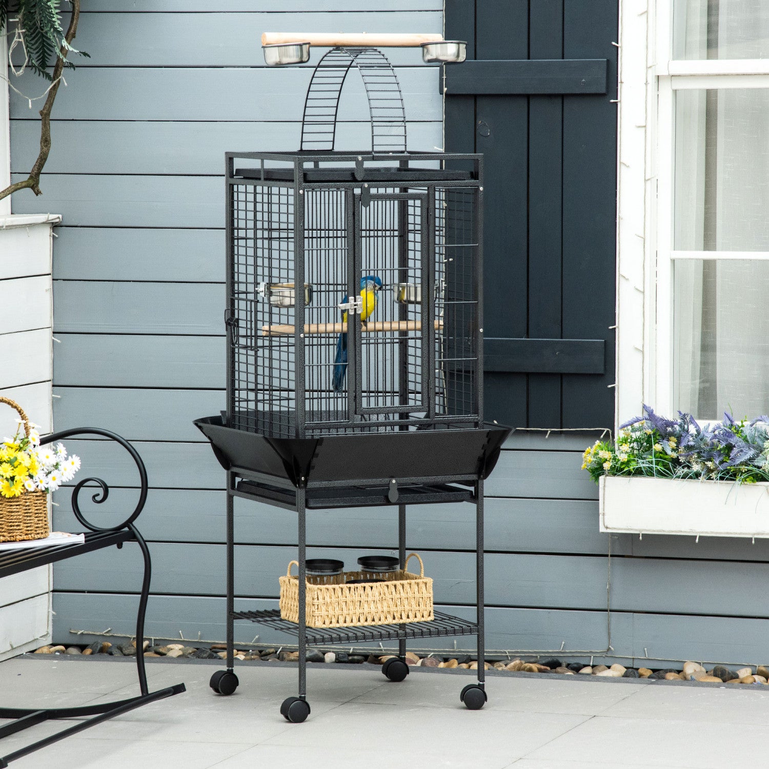 Pawhut 61.5 Inch Bird Cage Parakeet House For Cockatiel With Stand ...