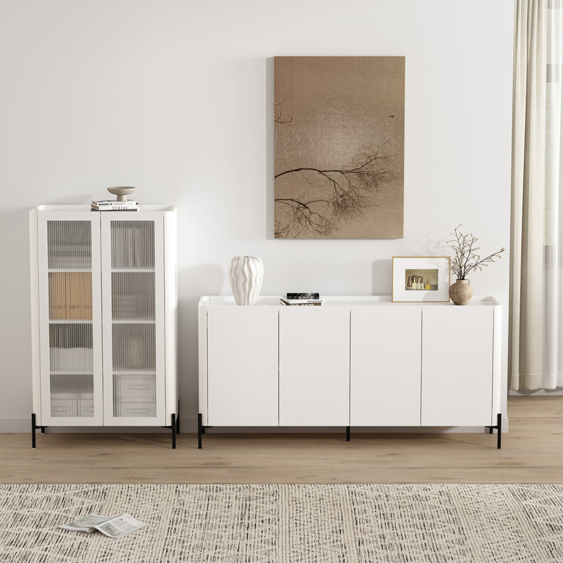 Abbey Modern 2-Piece Buffet and Bookcase in White - The Brick