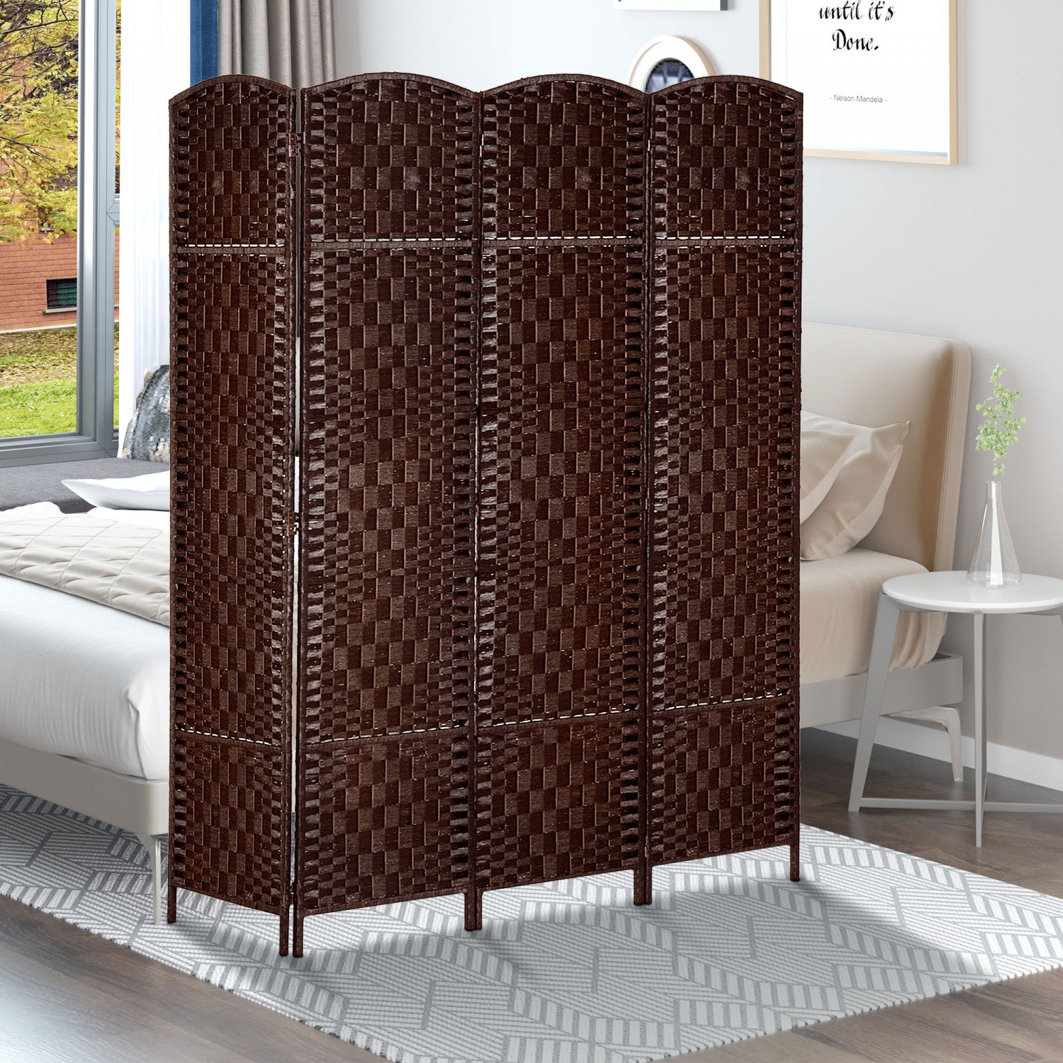 Homcom Double Hinged Woven Wicker Room Divider And Privacy Screens ...