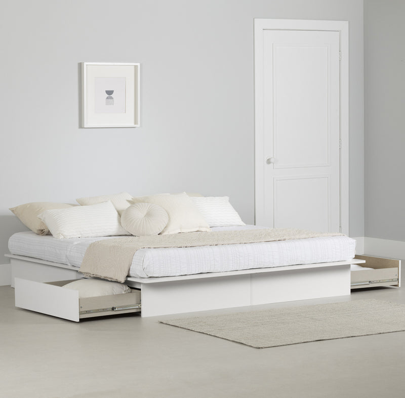Step One Platform Bed With Drawers - Pure White - The Brick