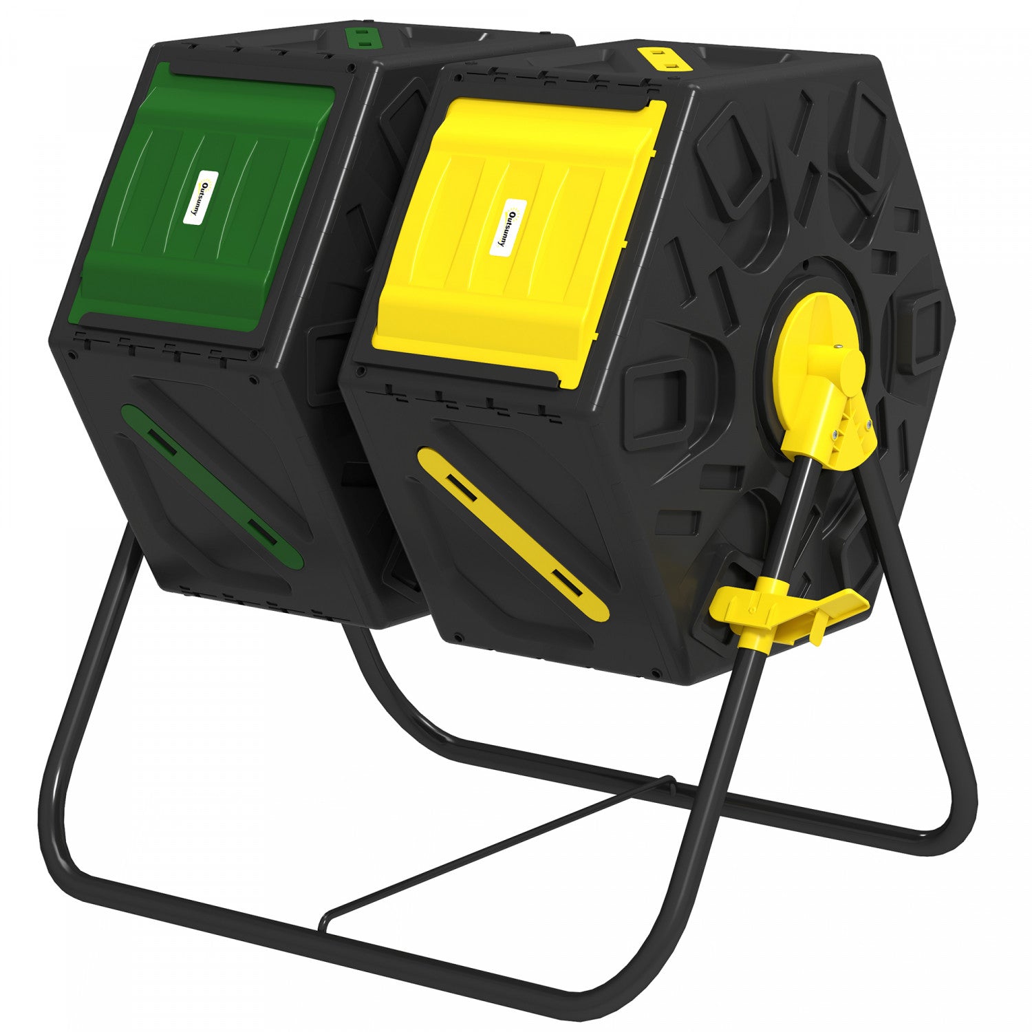 Outsunny 34.5 Gallon Composter, Dual Chamber Compost Bin, Yellow An ...