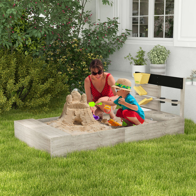Kids Sandbox With Liner, Outdoor Wooden Sandpit Children Play Stati ...