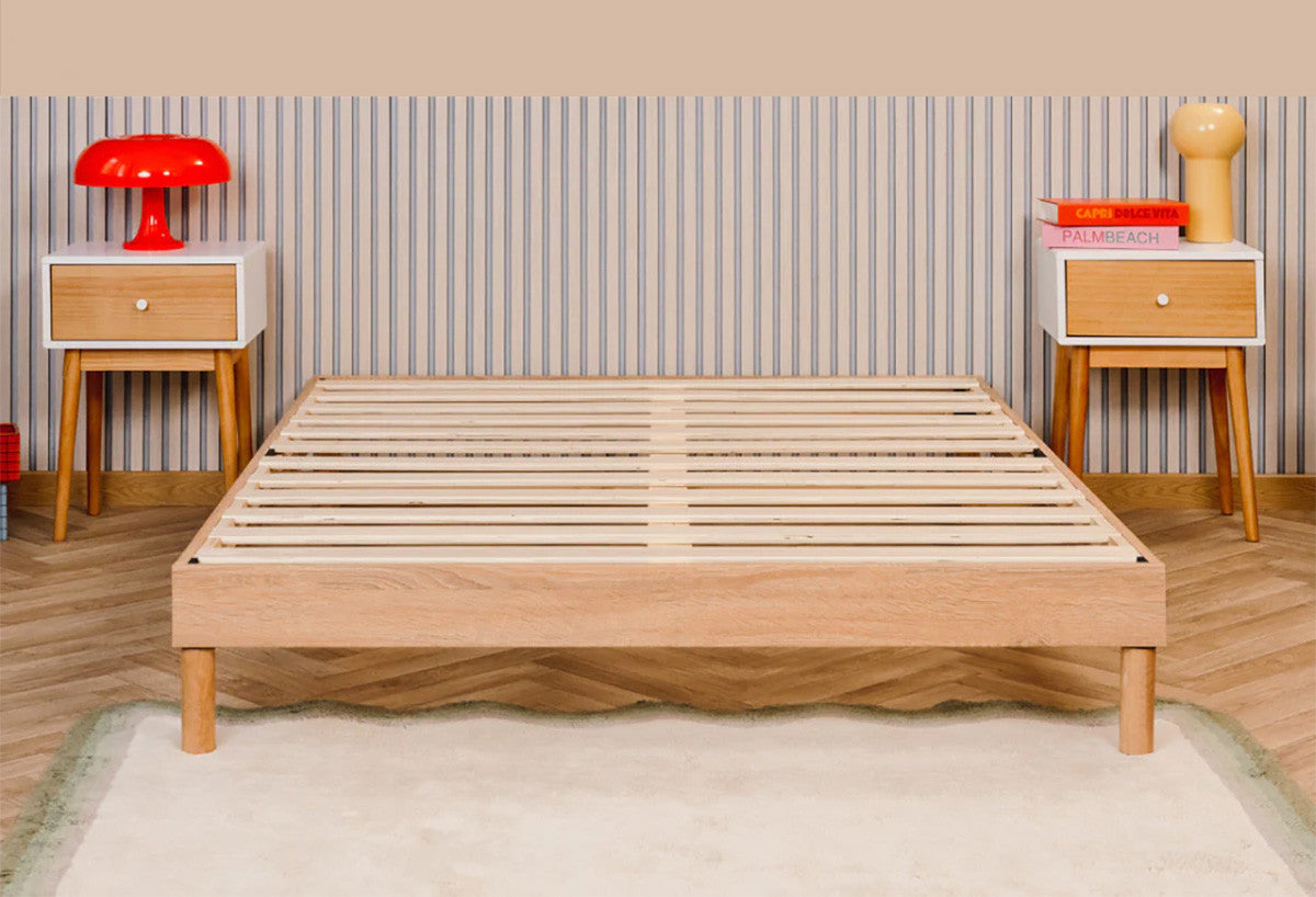 Smart Base Essential Queen Metal Platform Bed Frame - Natural - The Brick