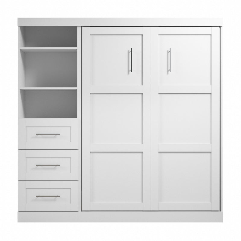 Bestar Pur Full Murphy Unit with Drawers 84-Inch Wall Bed - White - The ...