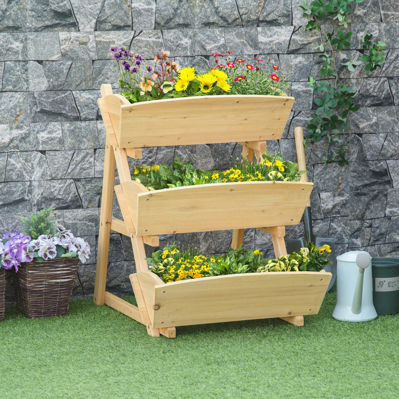 Outsunny 3 Tier Raised Garden Bed, Vertical Wooden Elevated Planter ...