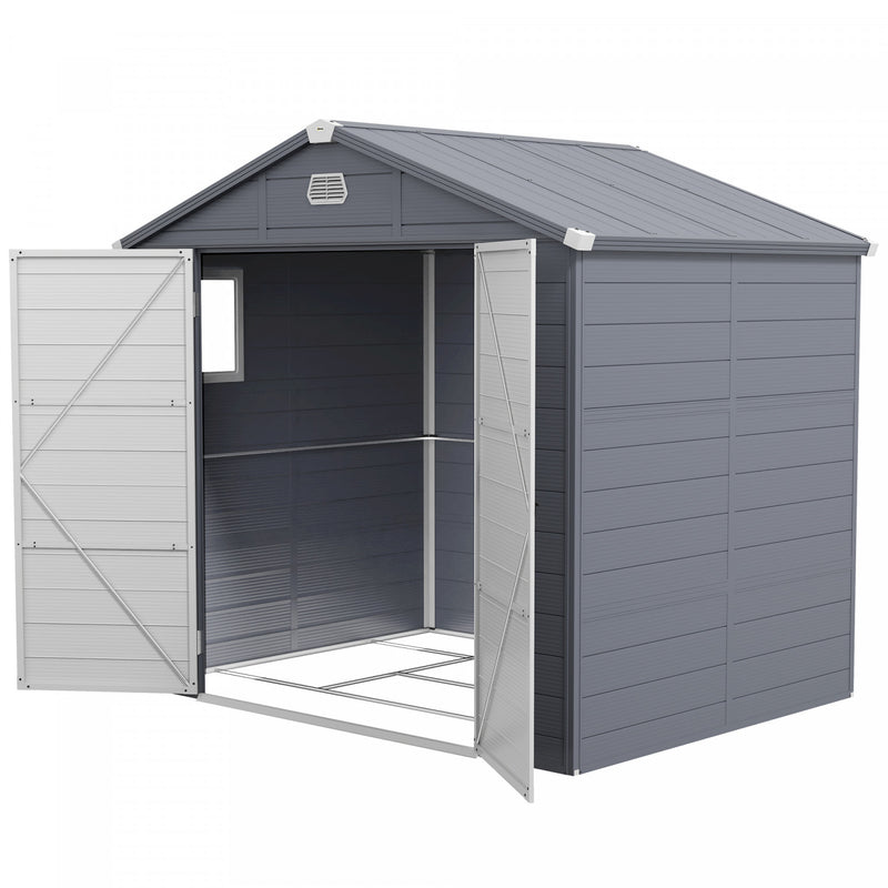 Outsunny 8' X 6' Plastic Garden Storage Shed With Air Vents, Dark Grey ...