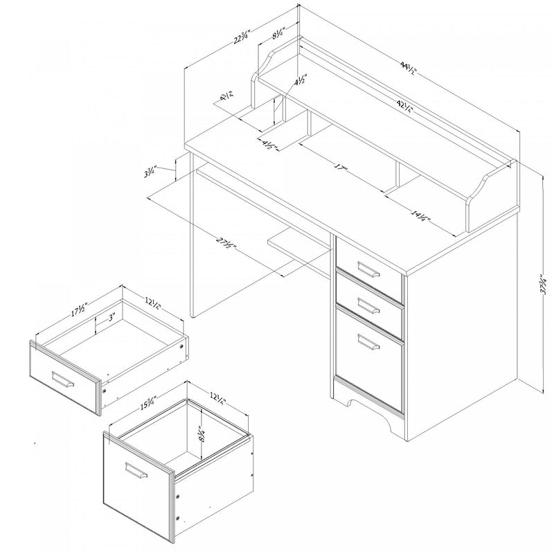 Versa Computer Office Desk With Hutch - Weathered Oak - The Brick