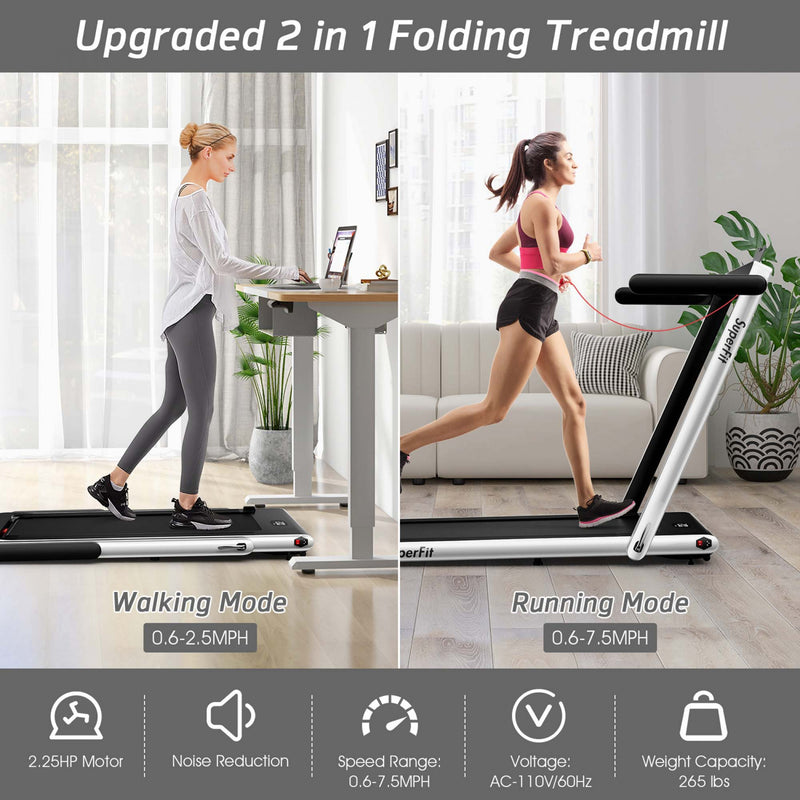 Superfit 2.25hp 2 In 1 Dual Display Folding Treadmill Jogging Machi ...