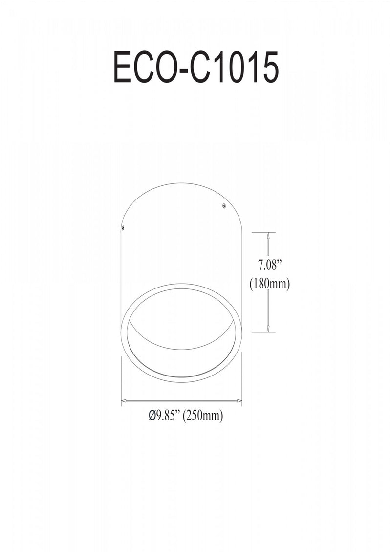 Dainolite Echo Flush Mount 15w Matte Black Frosted Acrylic Diffuser ...
