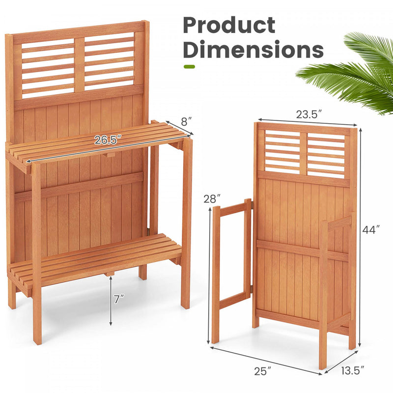 Costway Wood Potting Bench Waterproof Garden Table With 2-tier Open ...