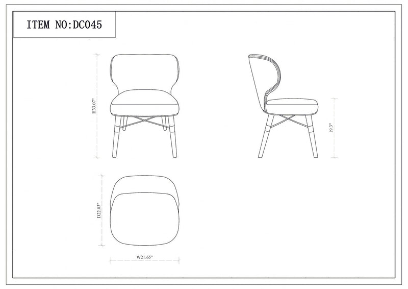 Strine Modern Wood Upholstered Dining Chair in Blue and Gold - Set ...