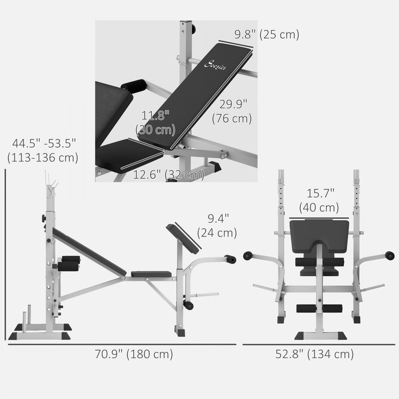 Soozier Adjustable Weight Bench Multi-function Bench Press Set, Grey ...