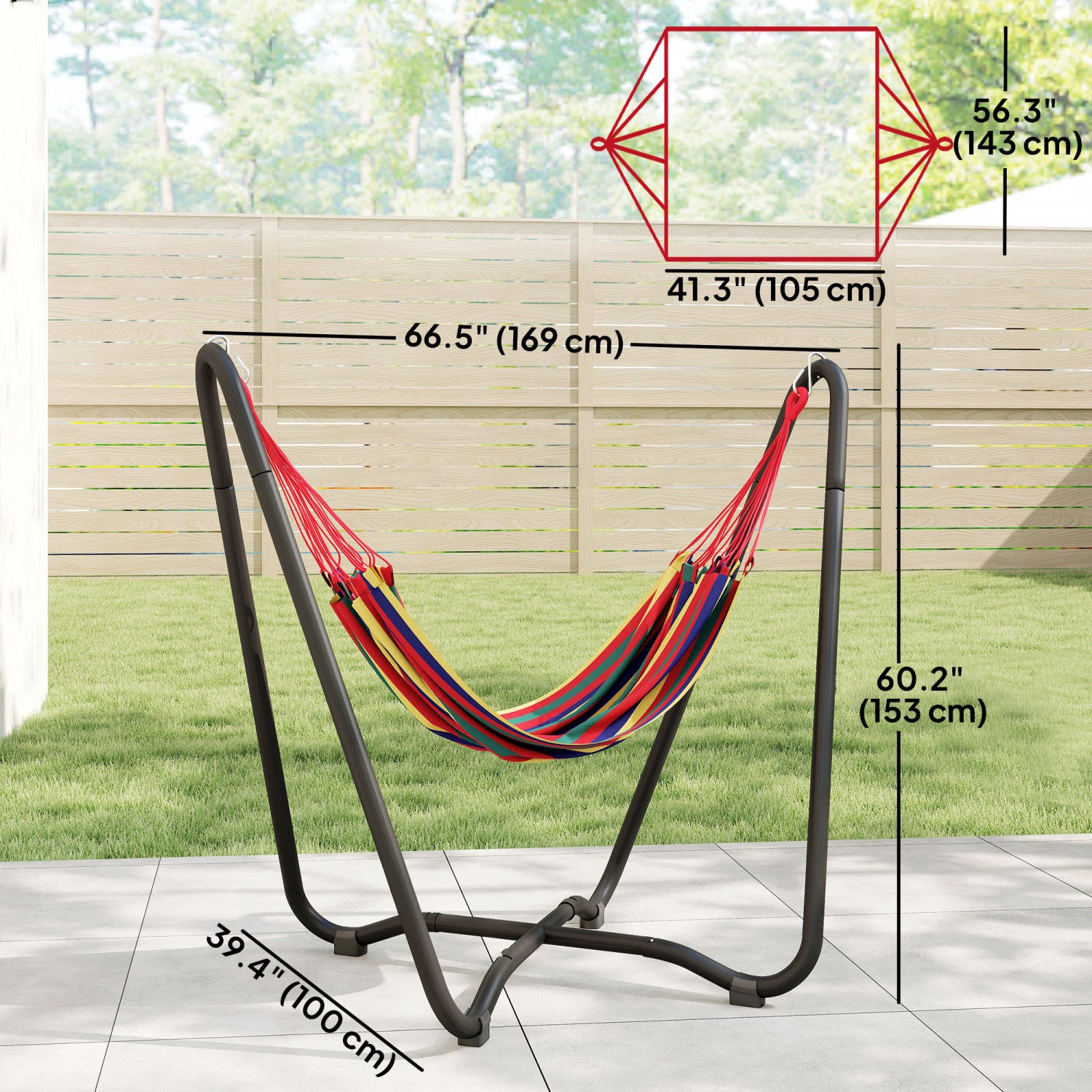 Outsunny Patio Hammock with Stand, Fabric Outdoor Hammock Bed with ...