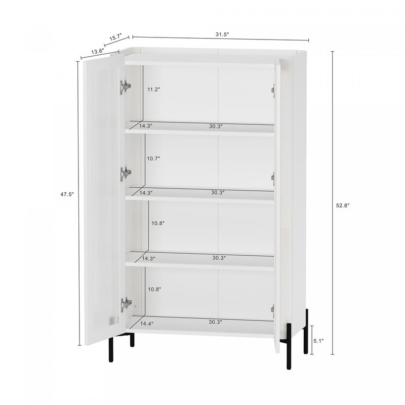 Abbey Modern 32" Tempered Glass Bookcase Cabinet in White (4-Shelf ...