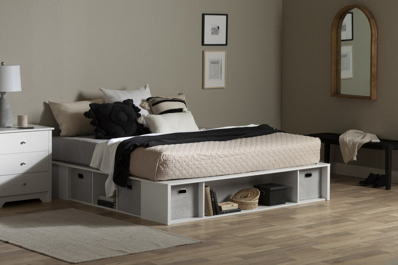 Flexible Storage Platform Bed With Baskets - Pure White - The Brick
