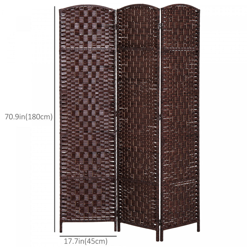 Homcom Double Hinged Woven Wicker Room Divider And Privacy Screens ...