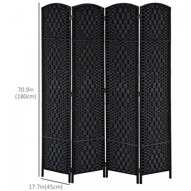 Homcom Double Hinged Woven Wicker Room Divider And Privacy Screens ...