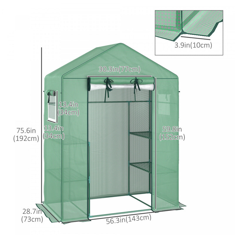 Outsunny Walk-in Mini Greenhouse With Mesh Door & Windows, Portable ...