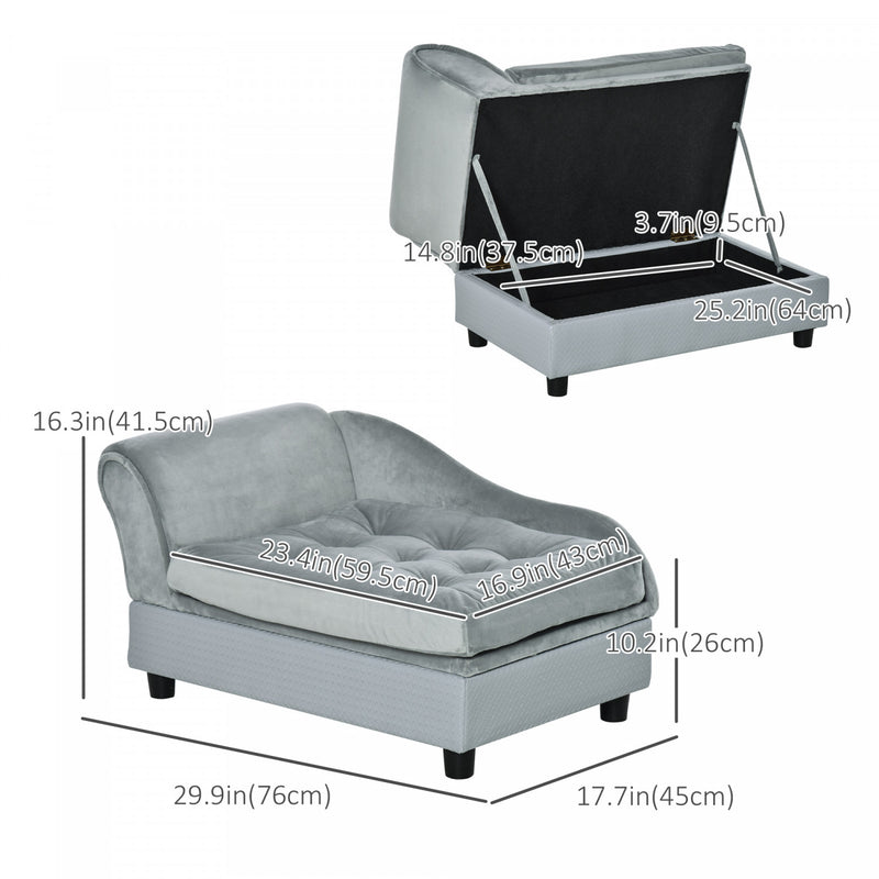 Pawhut Pet Sofa Dog Couch Chaise Lounge Pet Bed With Storage Functi ...